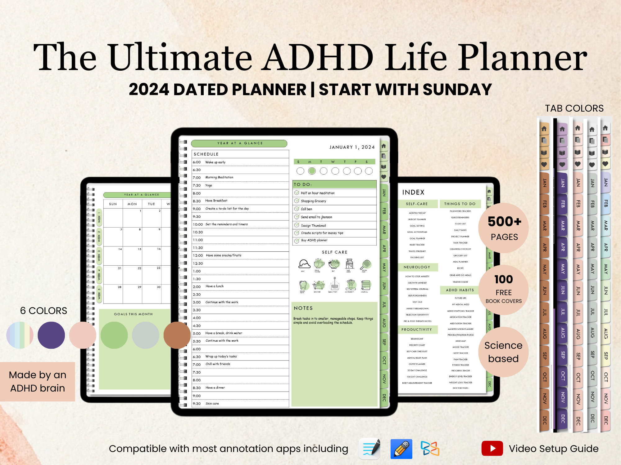 All in One ADHD Digital Planner for Goodnotes, iPad & Android. Adhd ...