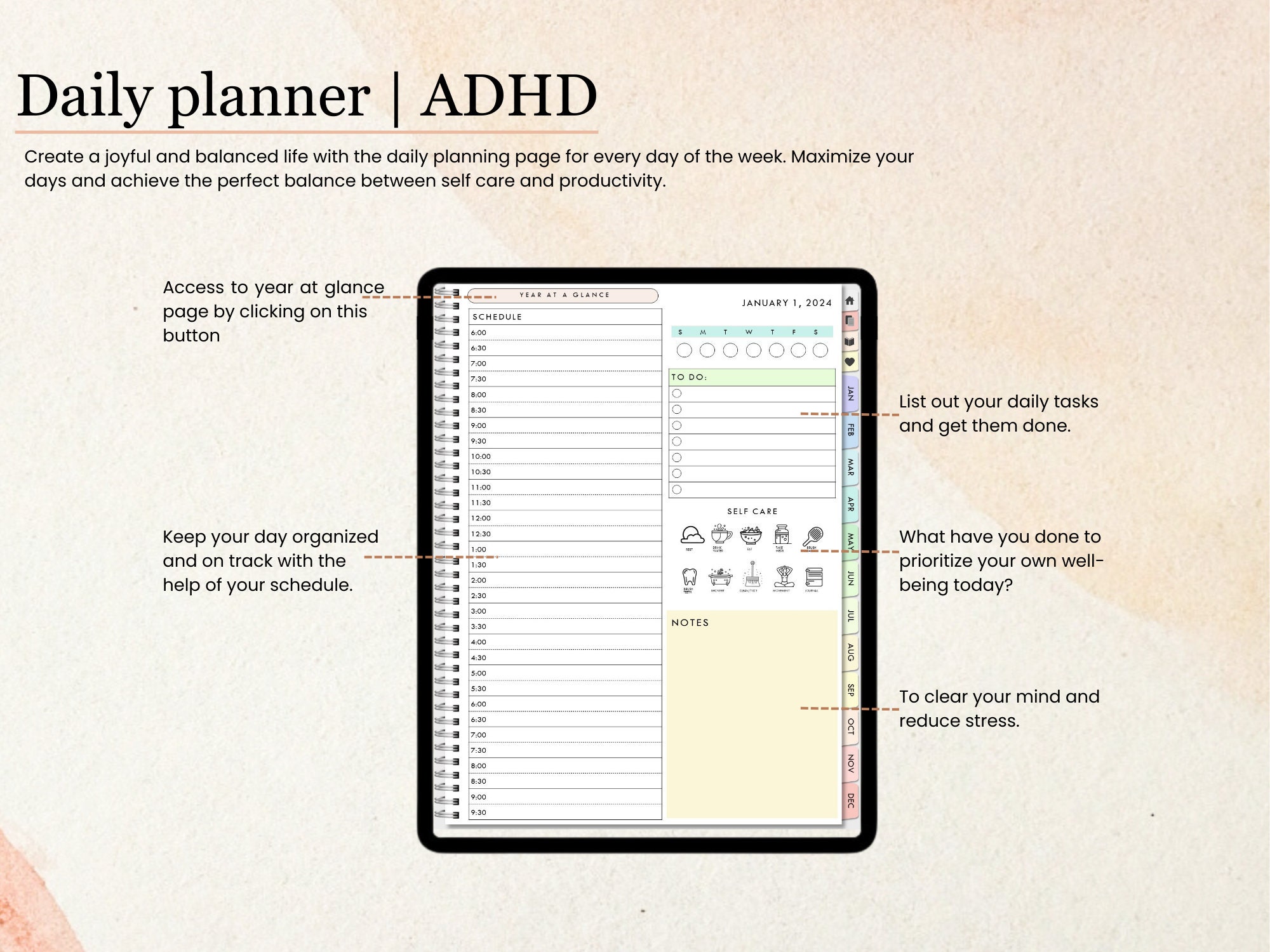 All in One ADHD Digital Planner for Goodnotes, iPad & Android. Adhd ...