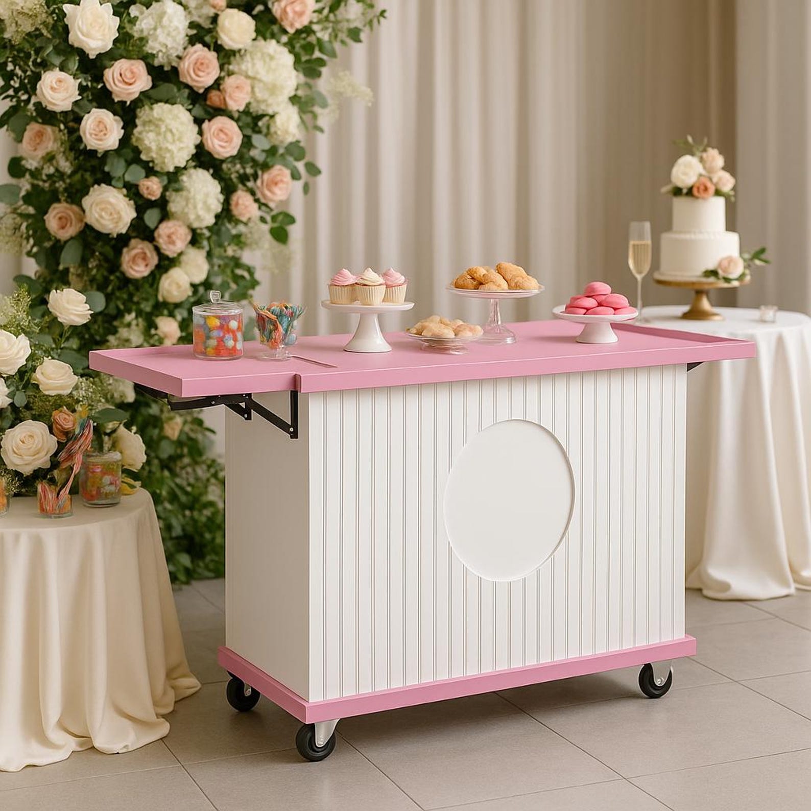 Custom Snack and Pancake Cart – Foldable Wooden Candy Bar, Coffee and ...