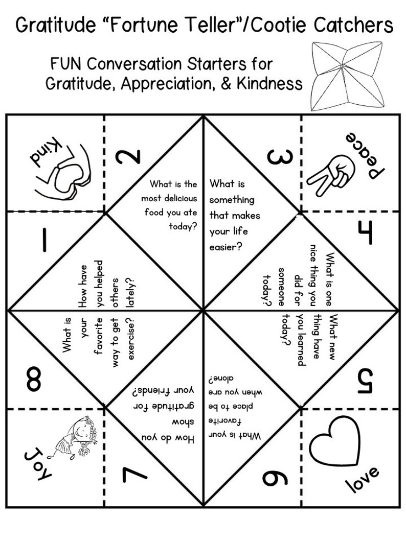 Thanksgiving cootie Catcher Conversation Starters Family Gathering ...