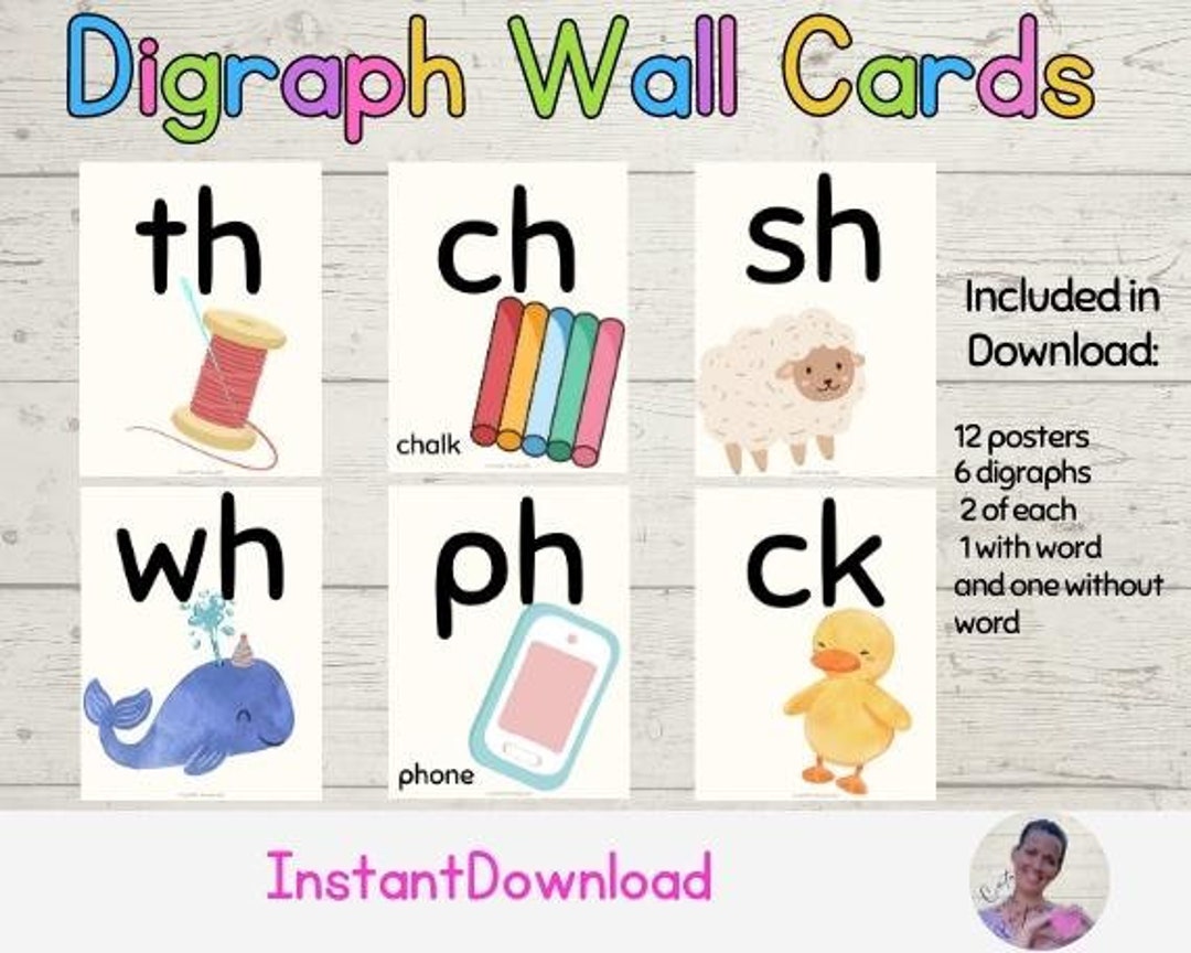 Cute Digraph Wall Cards Classroom Phonics Wall Posters - Etsy