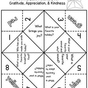 Thanksgiving cootie Catcher Conversation Starters Family Gathering ...