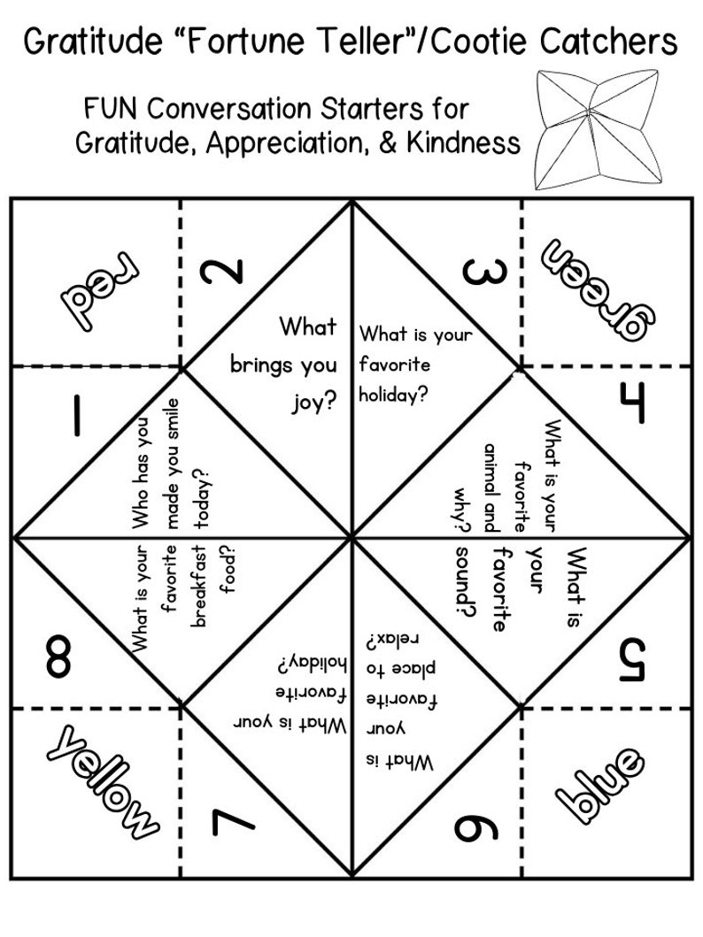 Thanksgiving cootie Catcher Conversation Starters Family Gathering ...