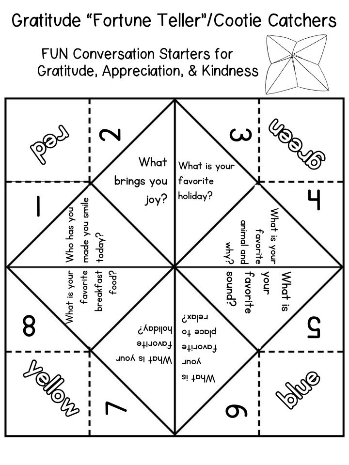 Thanksgiving cootie Catcher Conversation Starters Family Gathering ...