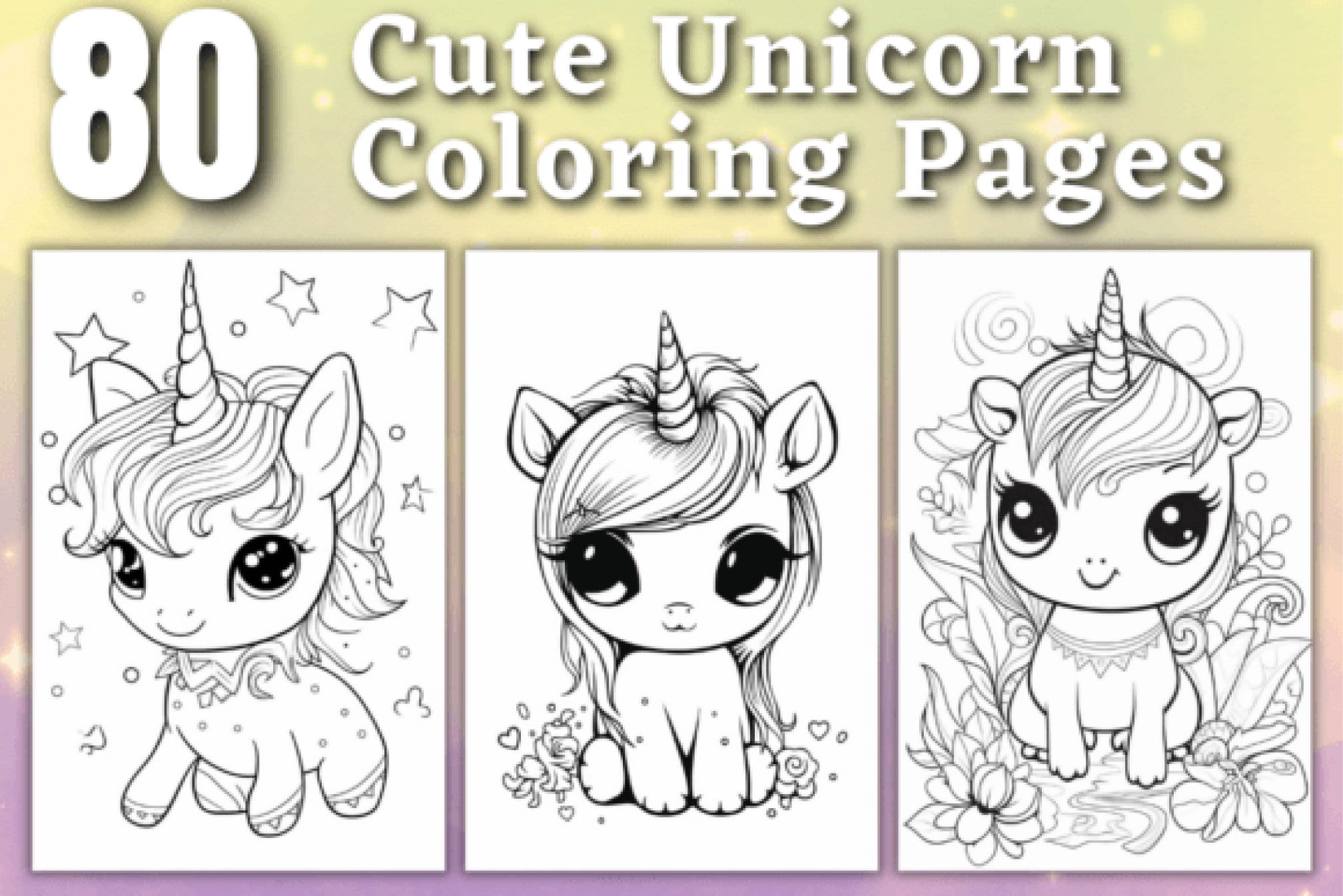 80 Cute Unicorn Coloring Pages for Kids - Etsy