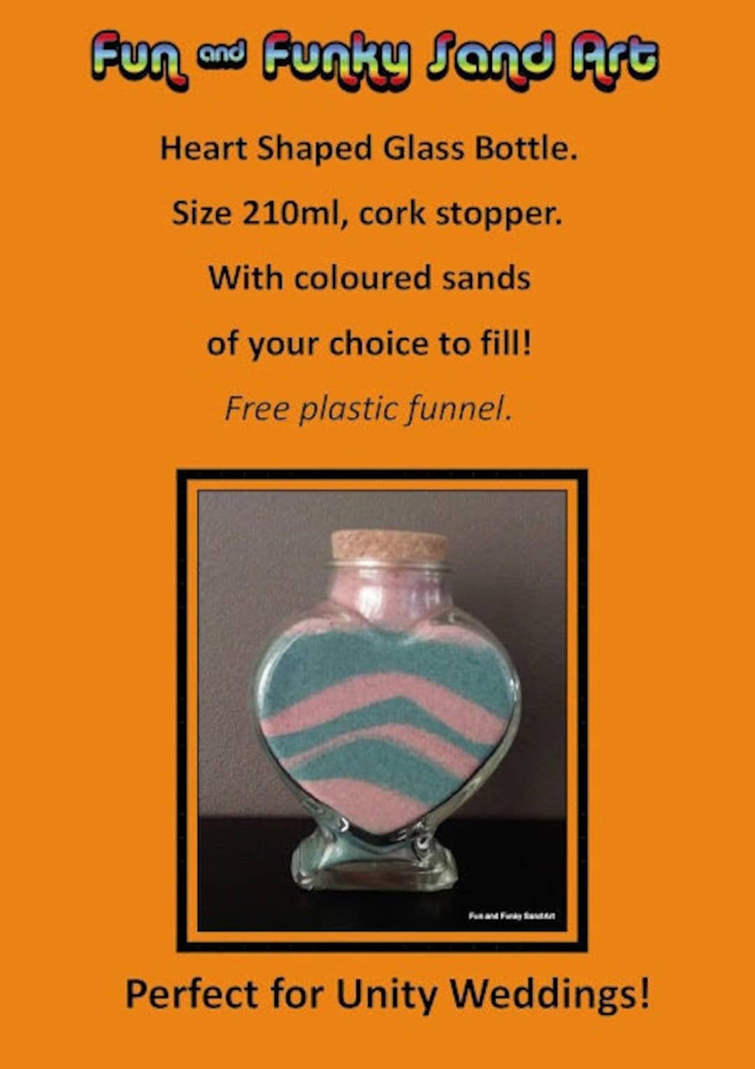 Unity Wedding, Glass Heart Shaped Bottle With Coloured Sands, Naming Ceremony, Wedding Keepsake ...