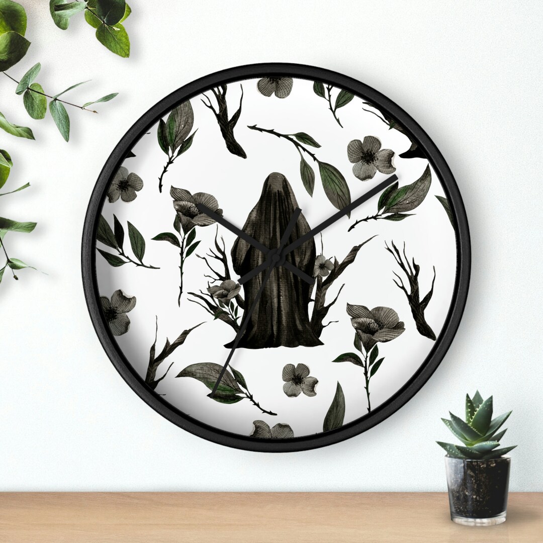 Goth Raven Floral Clock Spooky Wall Clock Gothic Clock Decor,witchy ...