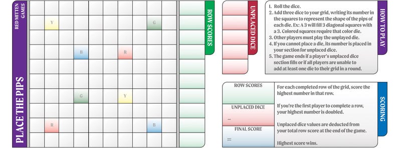 Place the Pips, A Print-and-play, Roll-and-write Board Game! - Etsy