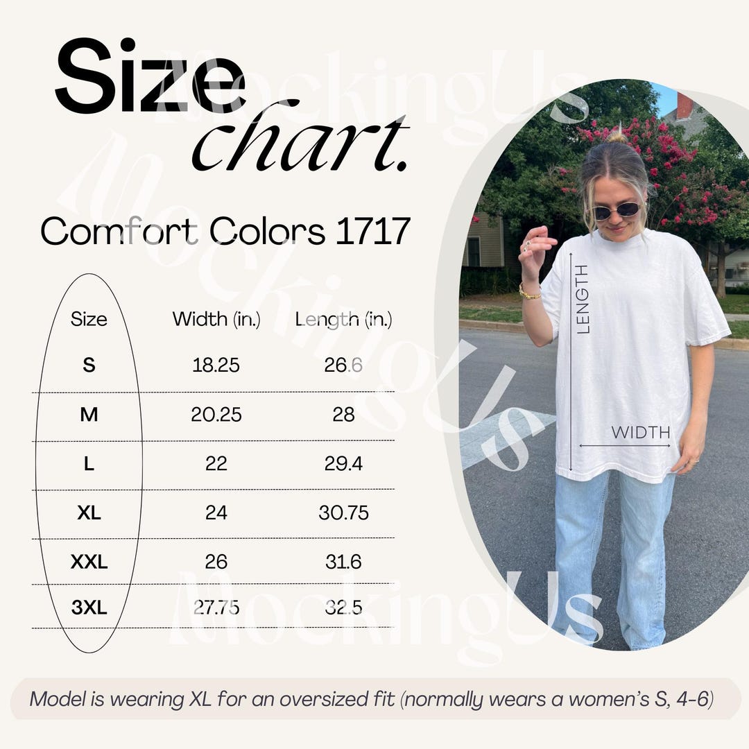 Comfort Colors 1717 Size Chart | Trendy Tshirt Size Chart | Oversized ...