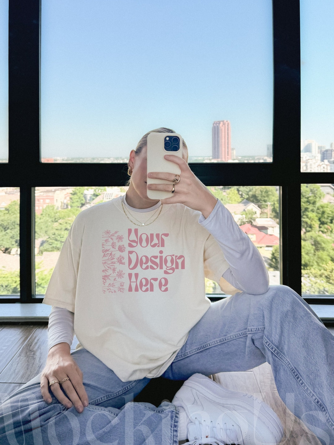 Comfort Colors C1717 Ivory T-shirt Mockup, Ivory Shirt Mock-up, Mirror ...