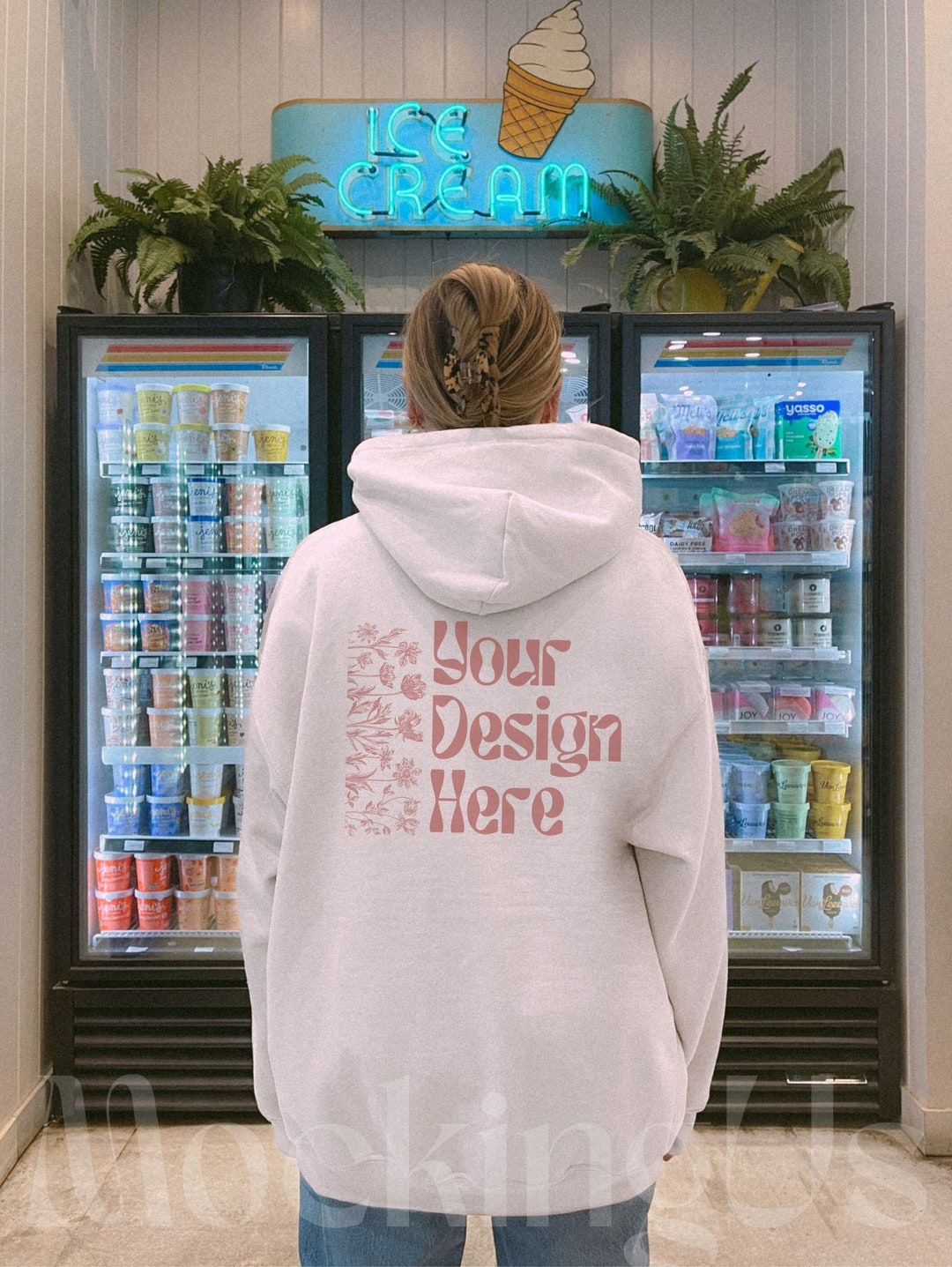 Gildan 18500 Mockup, White Hoodie Mock-up, Back of Gildan Hoodie ...