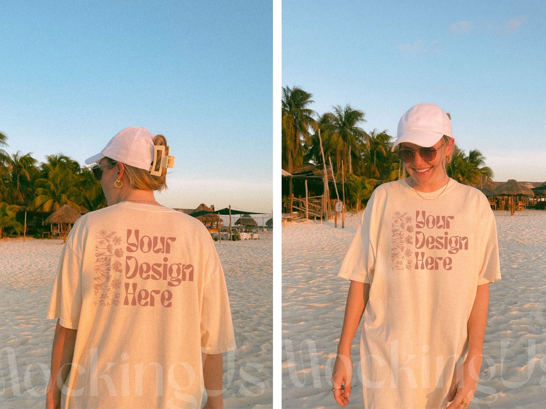 Front & Back Comfort Colors C1717 Mockups, Ivory 1717 Mockup Bundle ...
