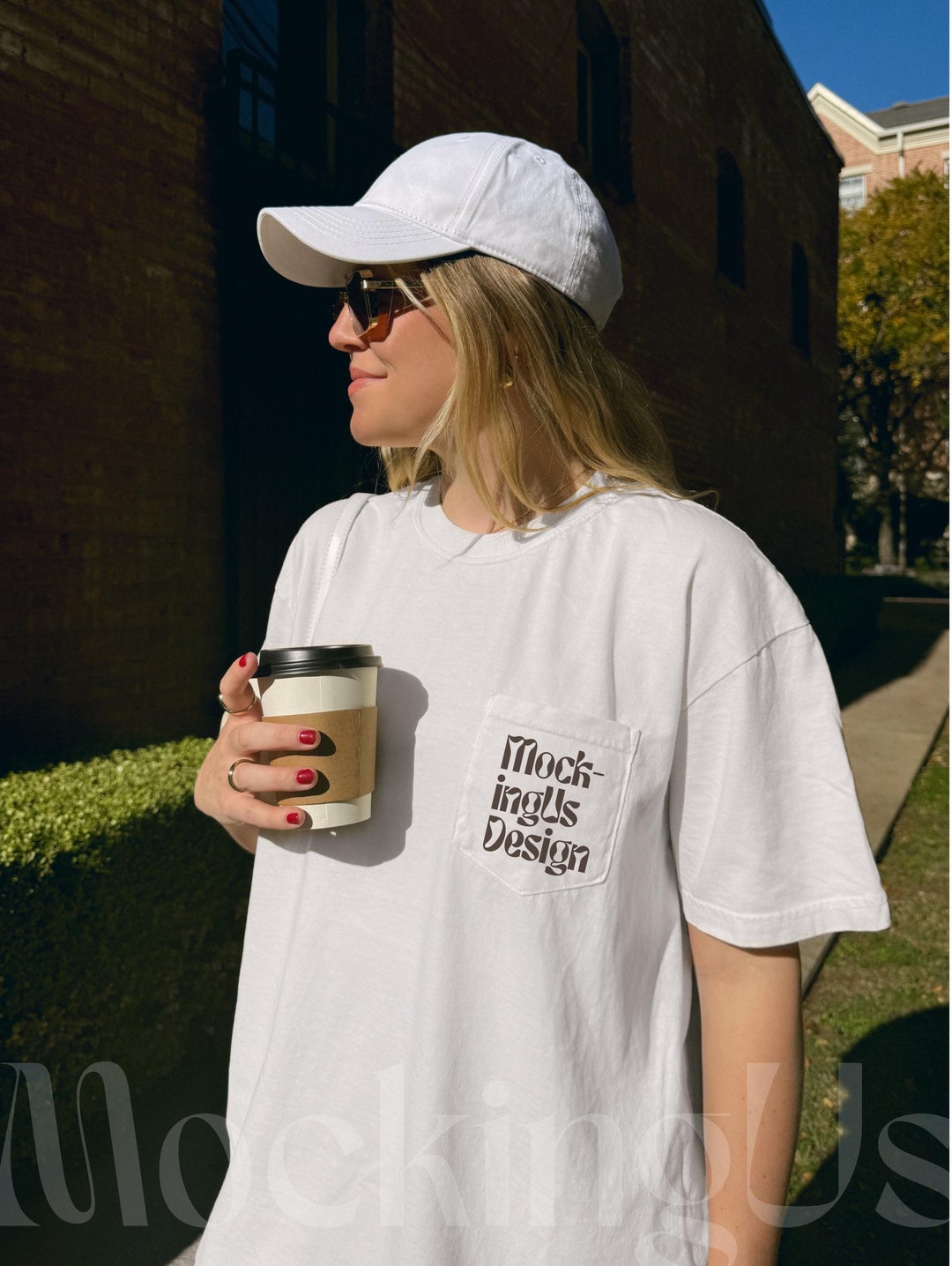 White 6030 Pocket Tee Mockup | White Comfort Colors C6030 Tshirt Mock ...