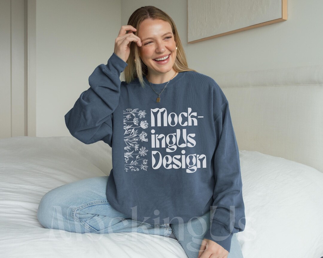 Comfort Colors 1566 Denim Mockup | Denim C1566 Sweatshirt Oversized ...