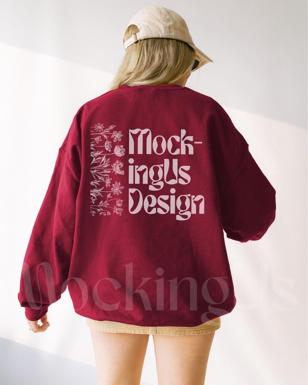Cardinal Red Gildan 18000 Back Mockup Trendy, Cardinal Red Sweatshirt ...