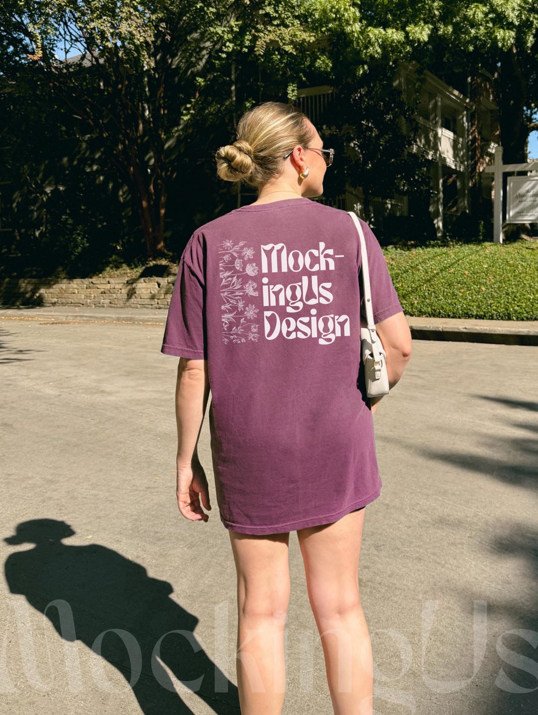 Comfort Colors 1717 Berry Shirt Mockup: Real Model Back View Oversized ...