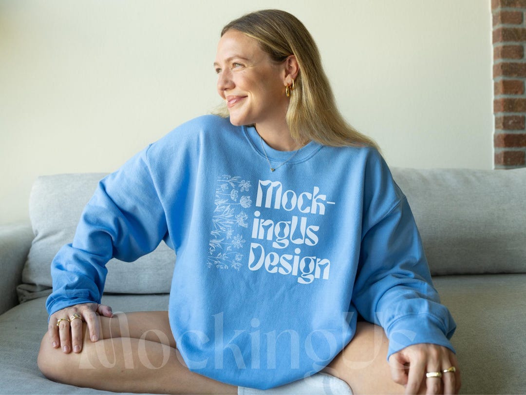 Gildan 18000 Carolina Blue Mockup, Carolina Blue Sweatshirt Mock-up ...