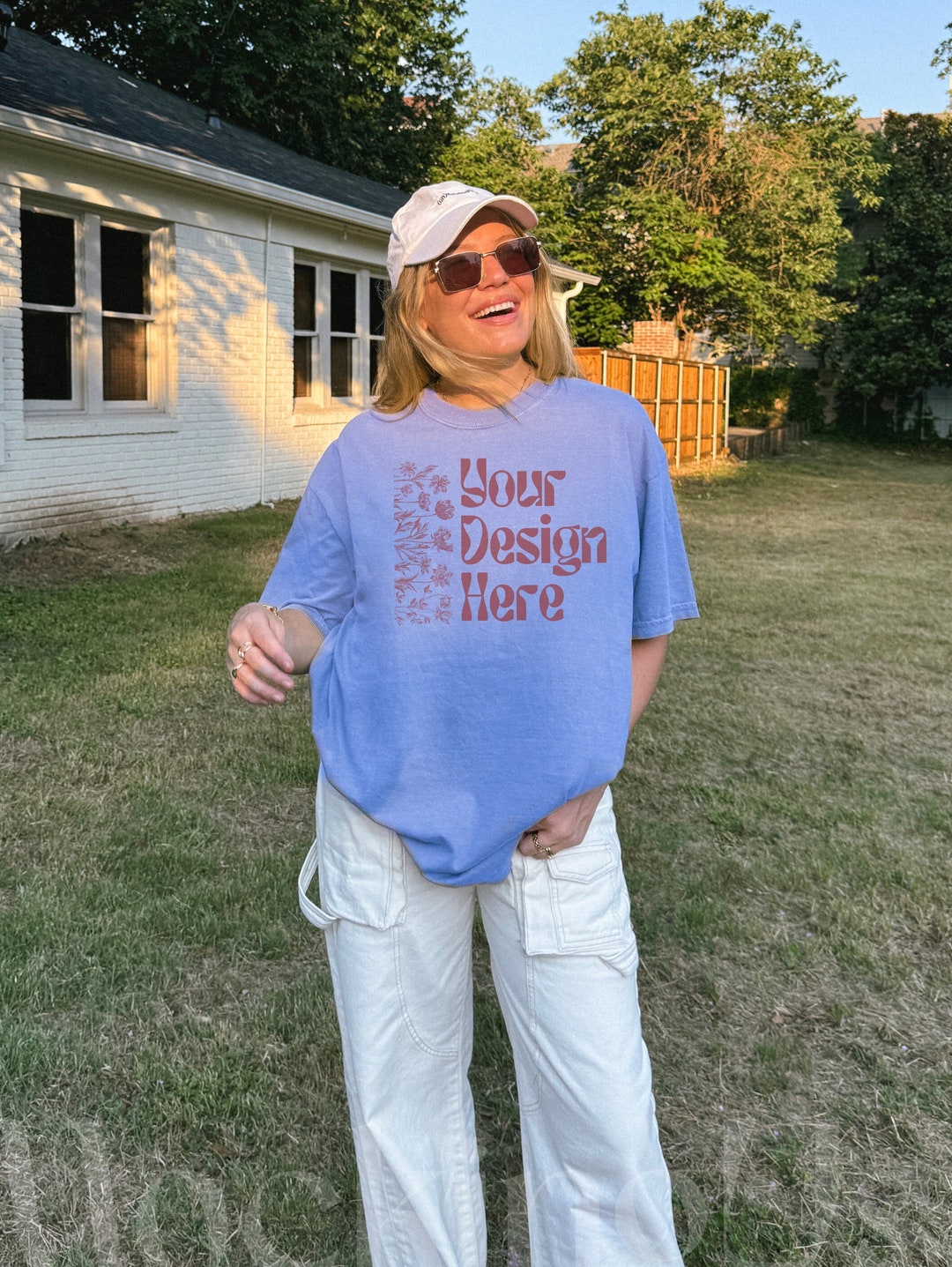 Comfort Colors C1717 Flo Blue Mockup, Front of 1717 Oversized Flo Blue ...