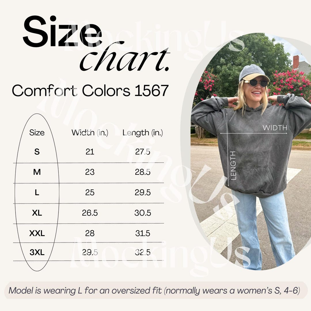 Comfort Colors 1567 Size Chart | Trendy Hoodie Size Chart | Oversized ...