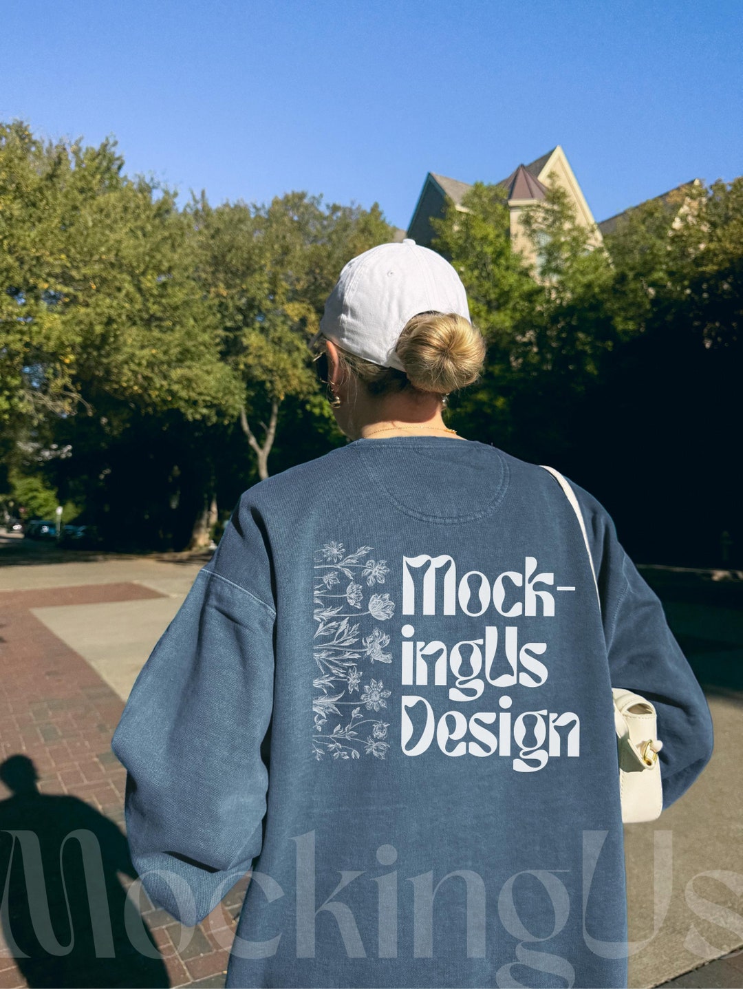 Comfort Colors 1566 Denim Mockup | Denim Sweatshirt Back | Real Model ...