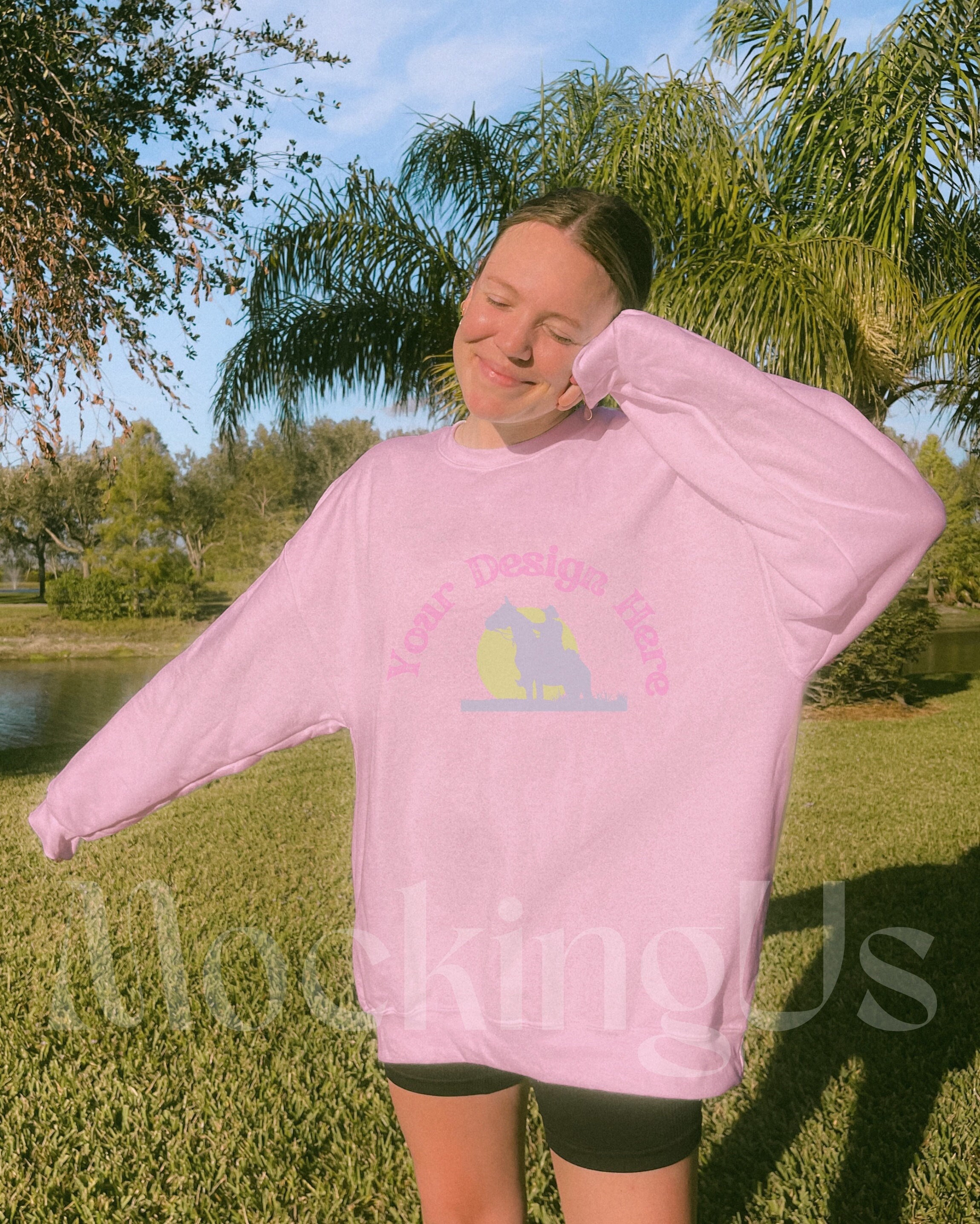 Gildan 18000 Light Pink Mockup Oversized Pink Sweatshirt - Etsy