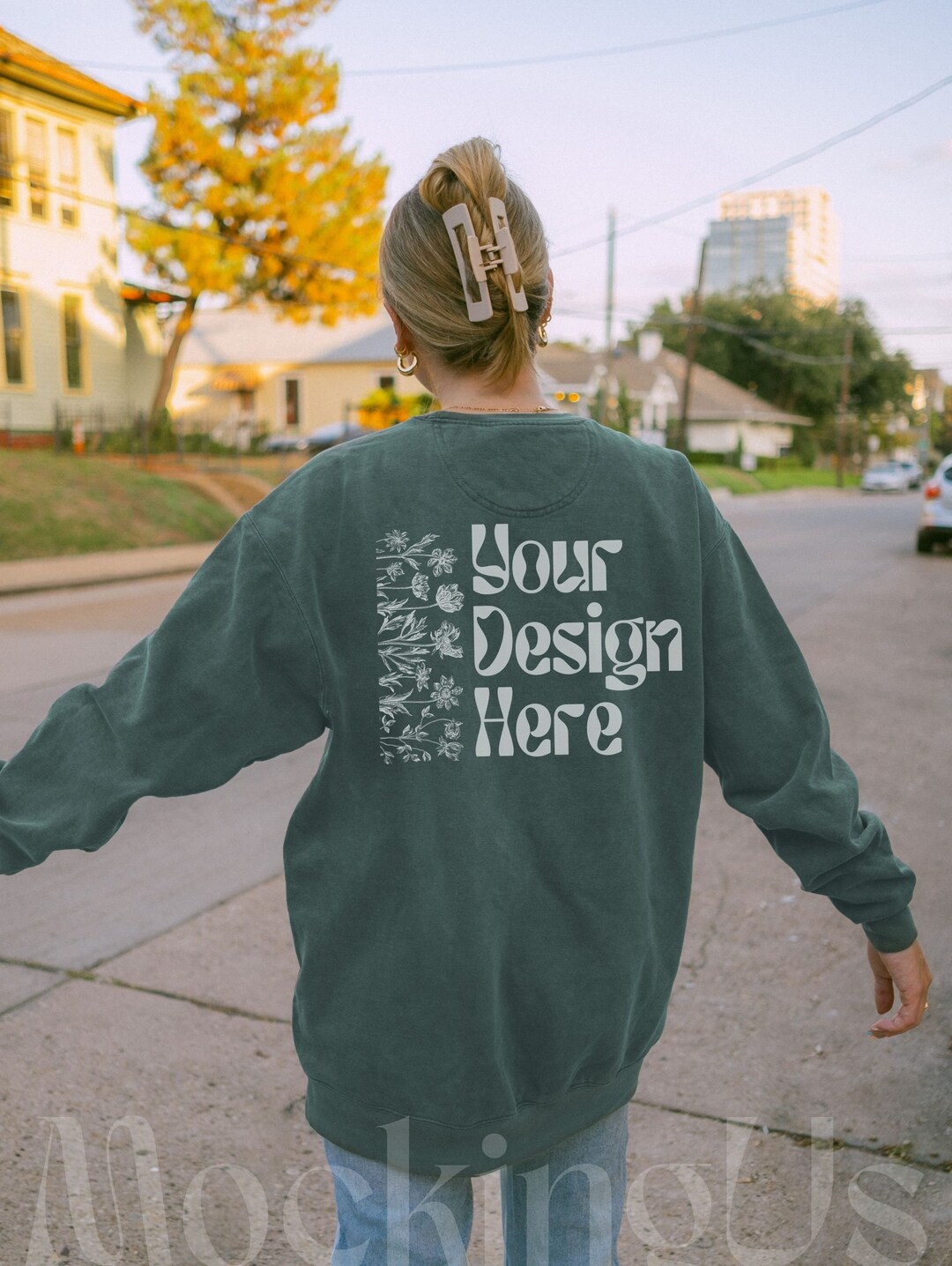 Comfort Colors 1566 Blue Spruce Mockup | Sweatshirt Mock up | Oversized ...