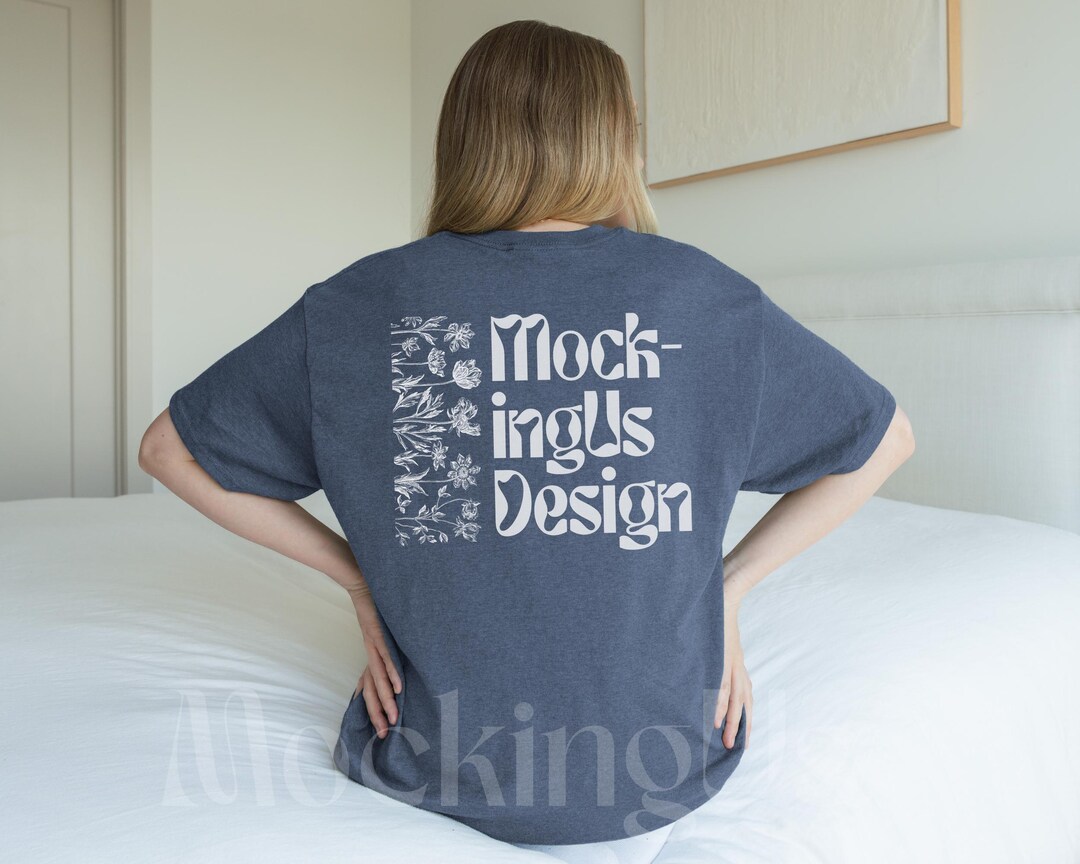 Gildan 5000 Heather Navy Back Mockup | Heather Navy Blue Tshirt ...