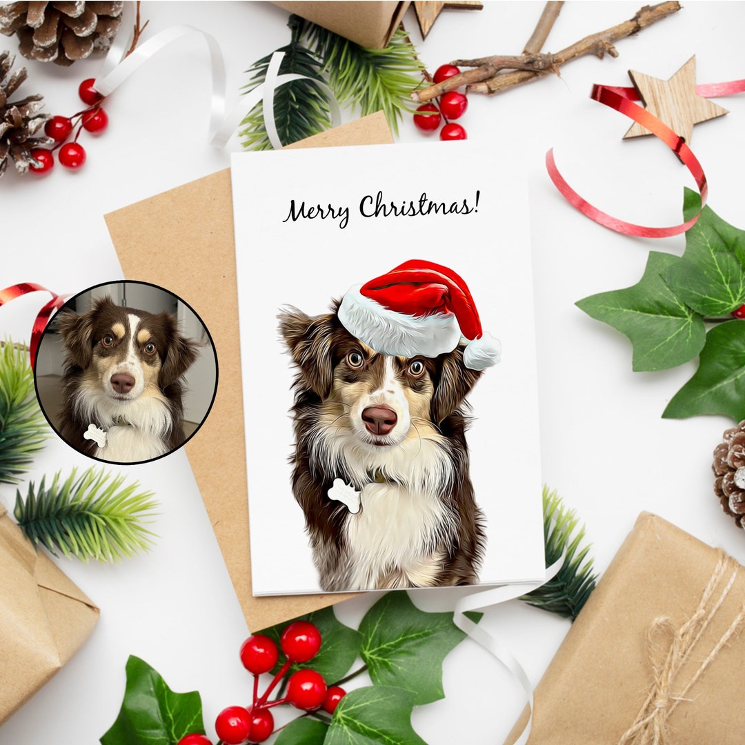 Custom Christmas Cards With Pet Portrait From Photo Custom Dog ...