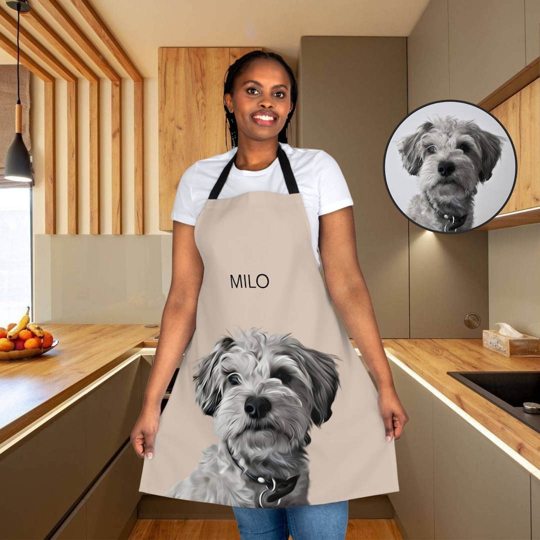 Custom Apron With Pet Portrait From Photo Personalized Dog Apron Cat ...