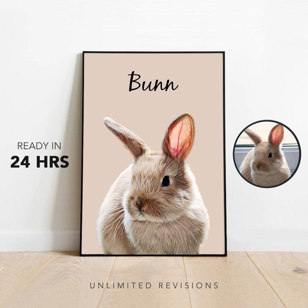 Custom Rabbit Portrait From Photo Rabbit Painting Pet Rabbit Lover Gift ...