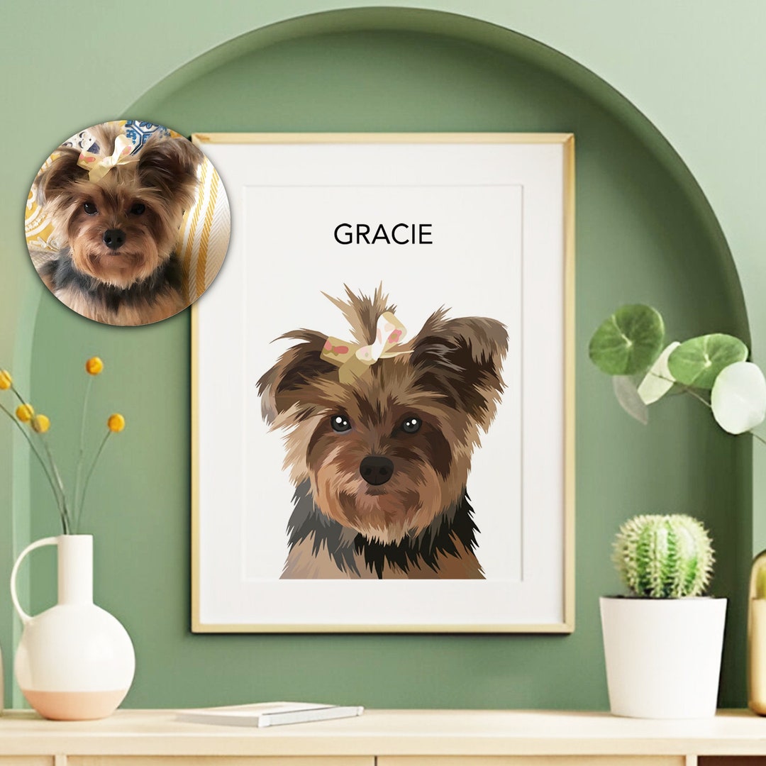 Custom Hand-illustrated Pet Portrait From Photo Custom Dog Portrait Pet ...