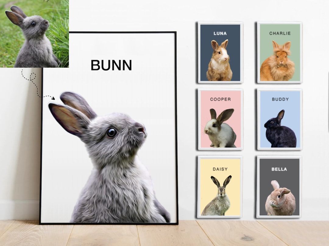 Custom Bunny Portrait From Photo Custom Rabbit Portrait Personalized ...