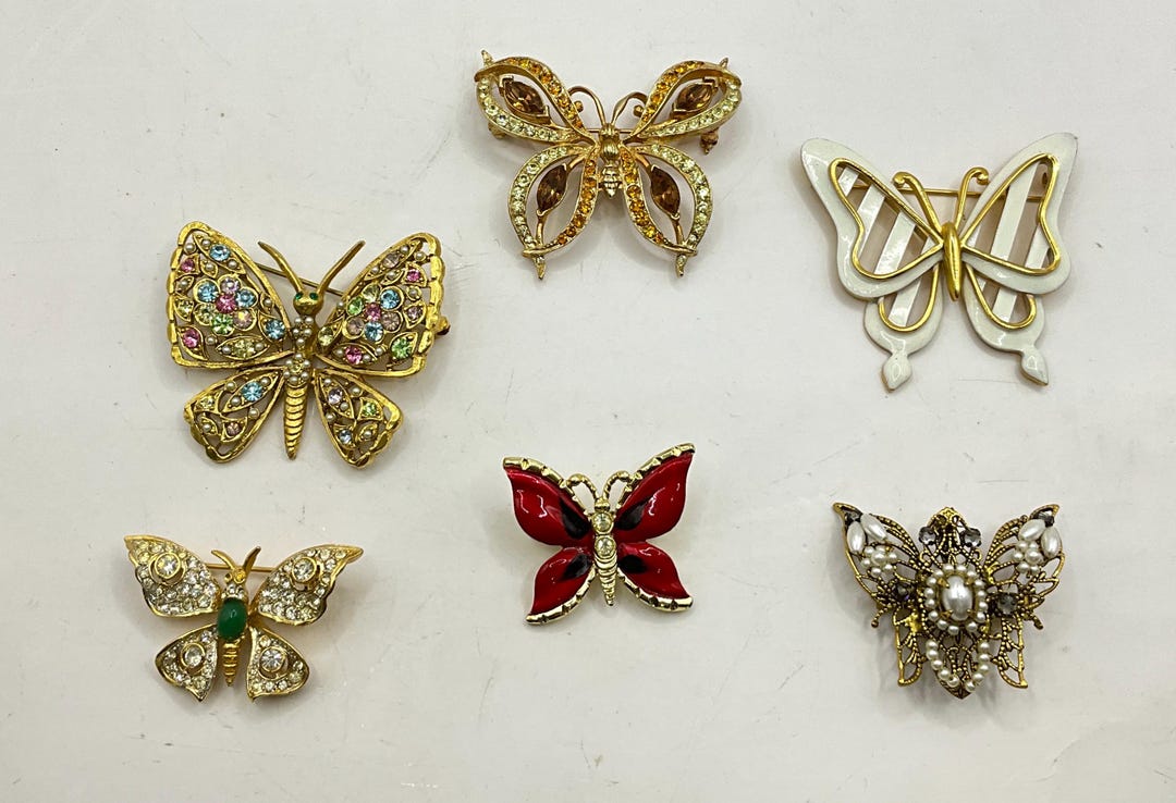 Lot of 6 Assorted Sizes and Materials Brooches Pines Nov5 - Etsy