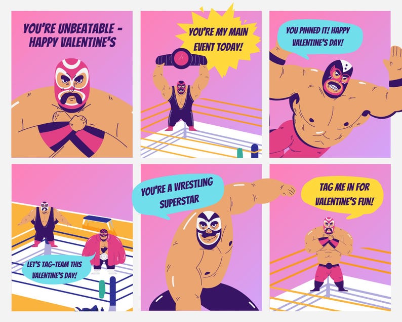 Wrestling Valentine - Etsy