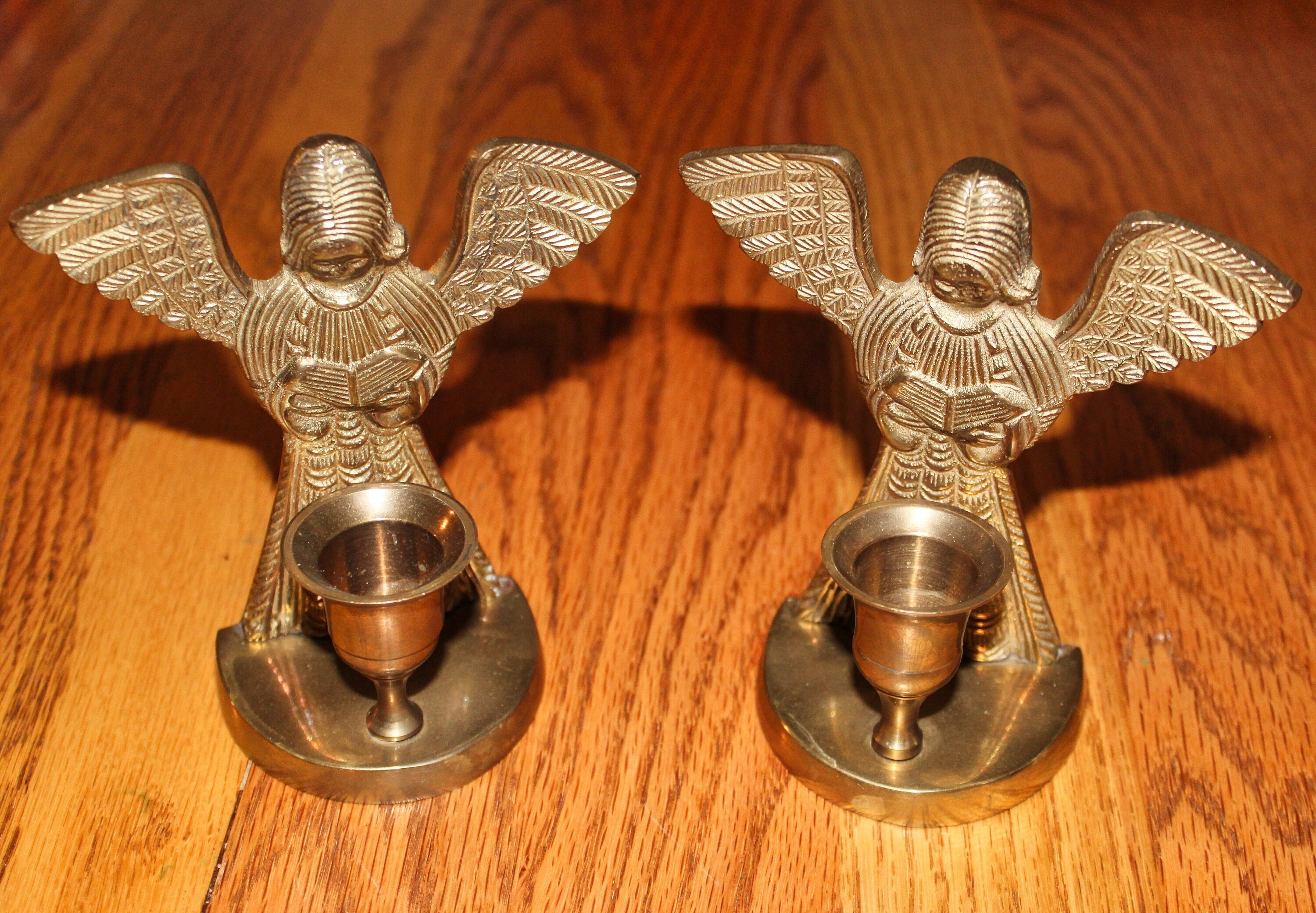 Vintage Brass Angel Candlestick Holders - Etsy