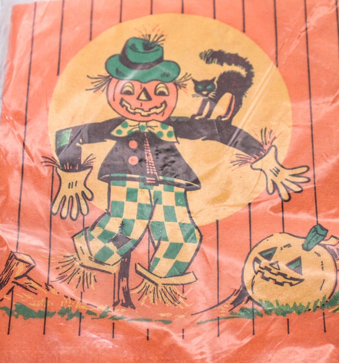 Vintage 1950s Halloween Napkins: Beach Brand, Scarecrow, Black Cat - Etsy