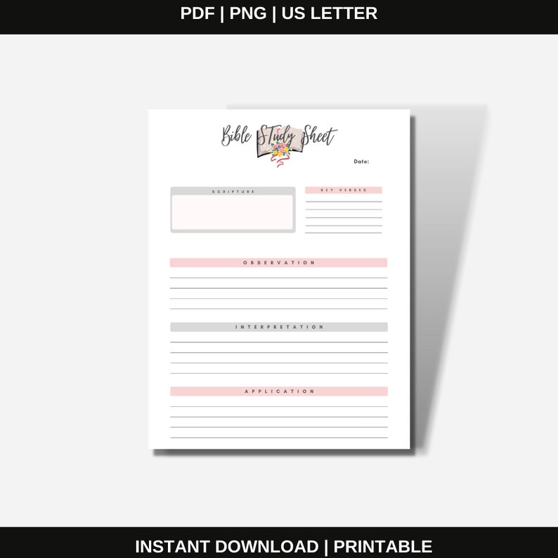 Inductive Bible Study Sheet, Printable Bible Study Template, Bible ...