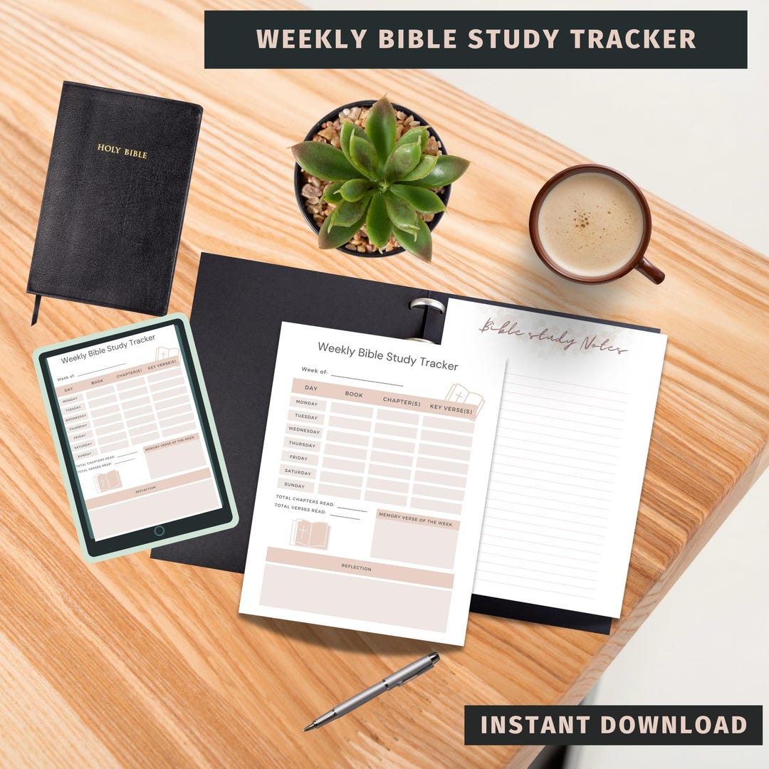 Weekly Bible Study Tracker, Bible Study Tracker, Bible Reading Tracker ...