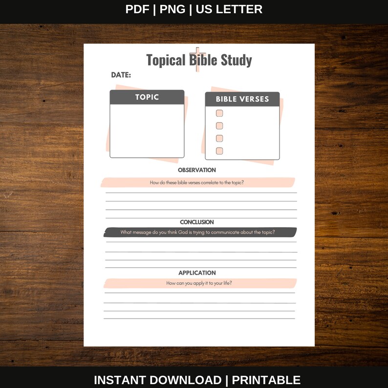 Topical Bible Study Template, Bible Study Template, Bible Study Printable - Etsy