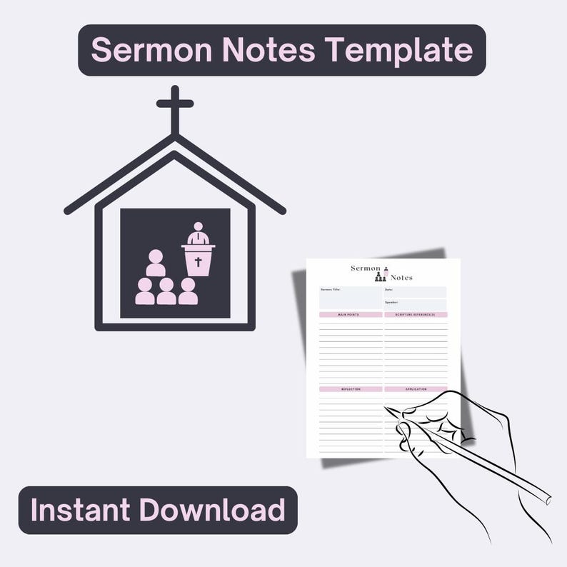 Sermon Notes Template, Digital Sermon Notes Template, Church Notes ...