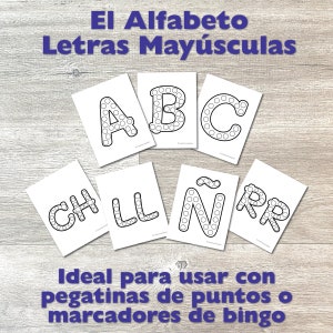 El Alfabeto Espanol Con Letras Mayusculas Usar Con Pegatinas De Puntos ...