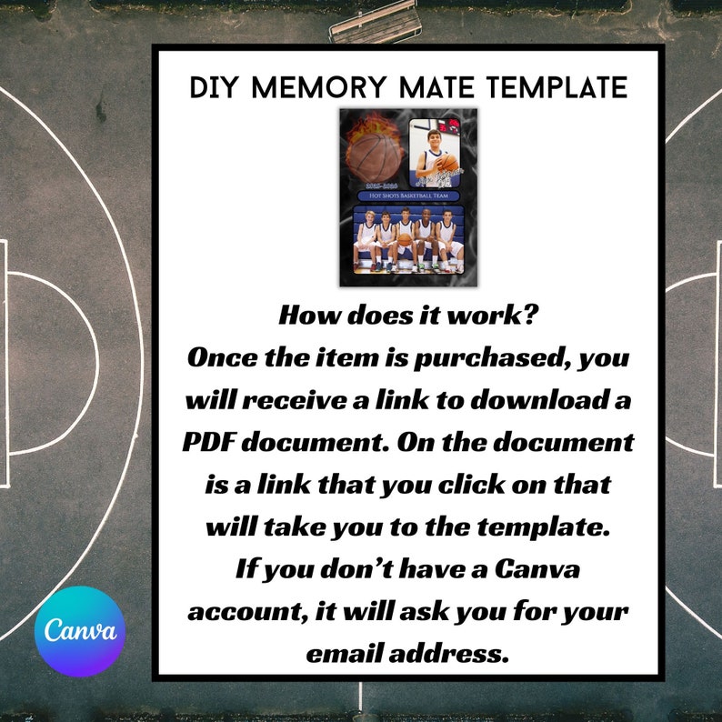 Basketball Team Memory Mate Template, DIY Scrapbook Page (canva) - Etsy