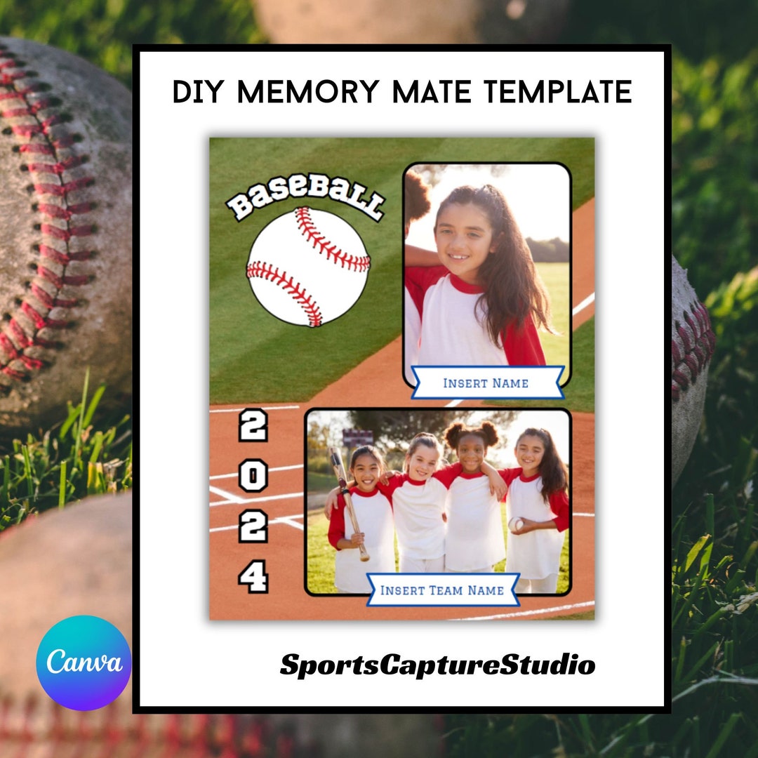 Kid's Baseball Team Template, DIY Memory Mate Creator, Baseball Team ...