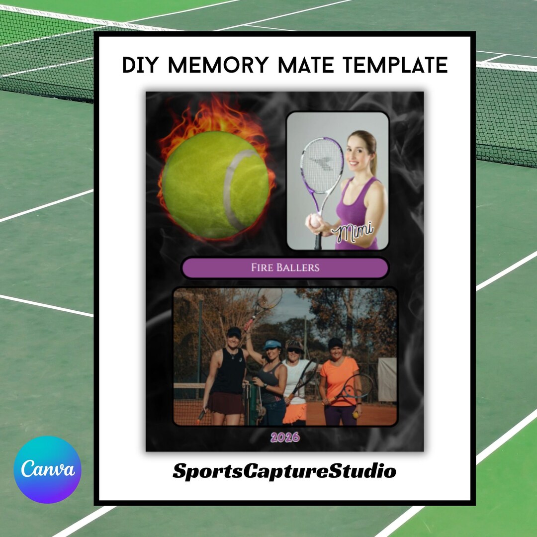 Tennis Team Template, DIY Memory Mate Creator, Tennis Team Scrapbook ...
