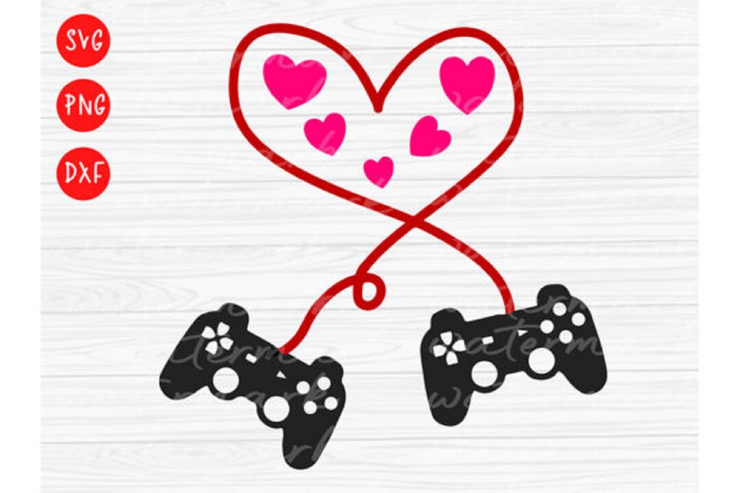 Valentine's Day Svg, Gamer Heart Remotes, for Gamers, Cricut, Digital ...