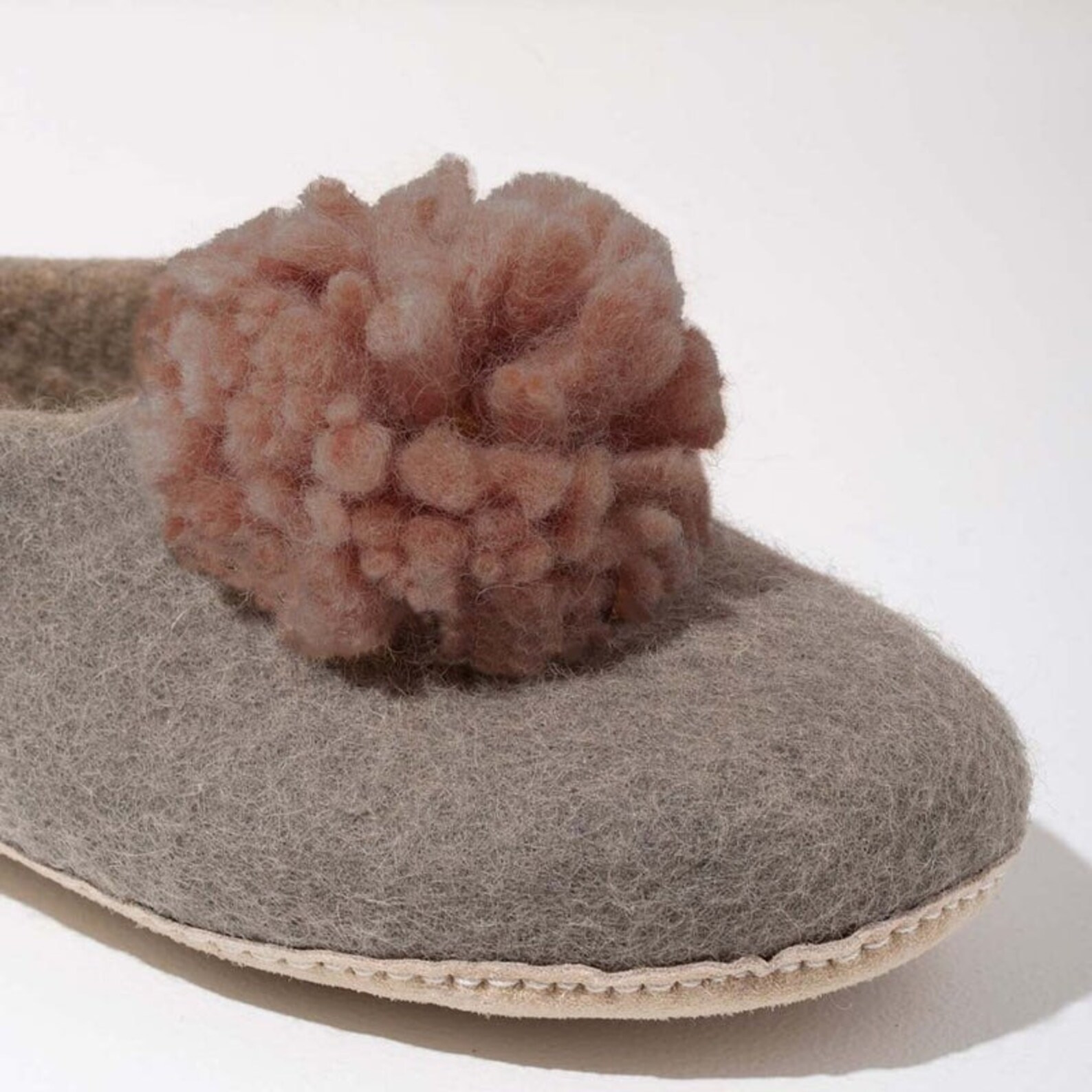 Our Favorite Pom Pom Slippers Rose & Grey - Etsy