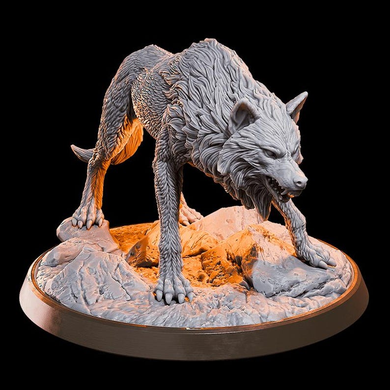 Dire Wolf Miniature Resin 3D Printed Fantasy Dnd RPG Tabletop Gaming ...