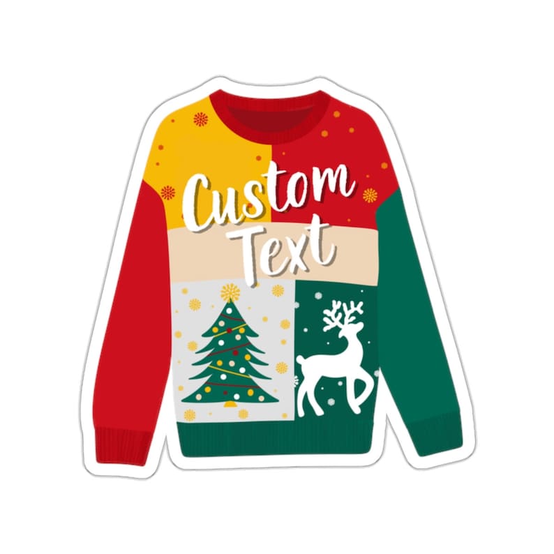 Custom Ugly Sweater Sticker Christmas Holiday Phrase Words - Etsy