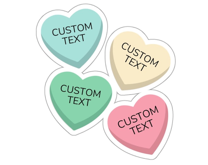 Custom Valentine's Day Heart Candy Sticker Candy Hearts Conversation ...