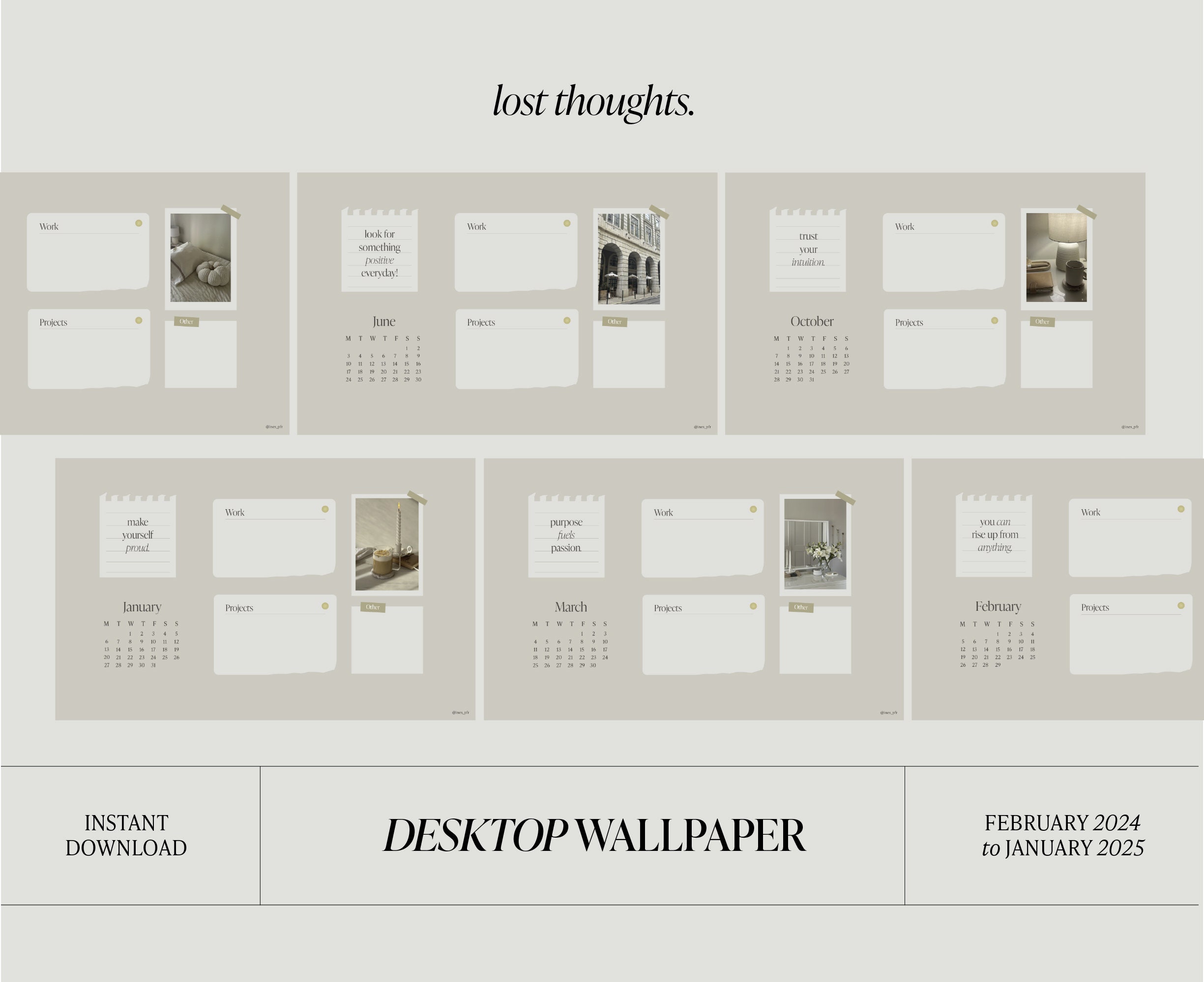 2024 Monthly Desktop Calendar Wallpaper Minimalist & Neutral for ...